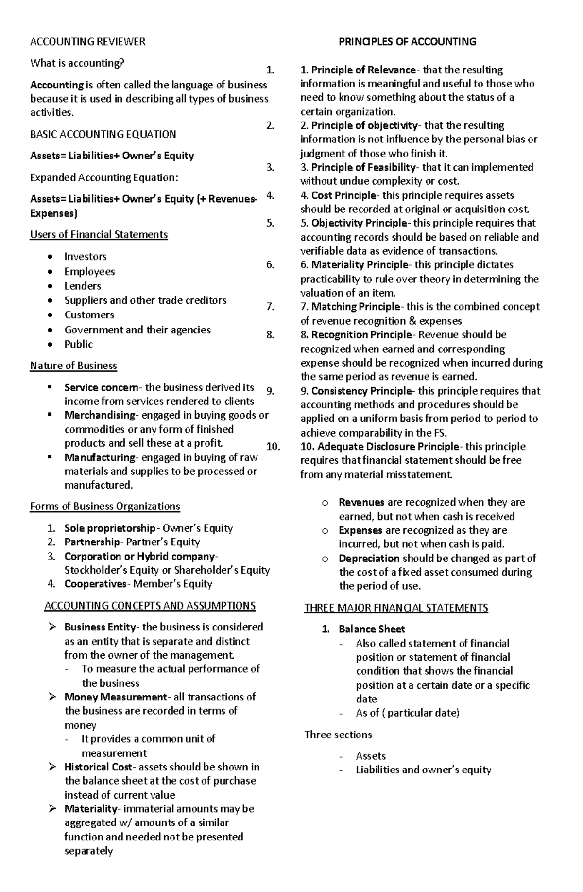 Accounting Basic Reviewer - Accountancy - Studocu