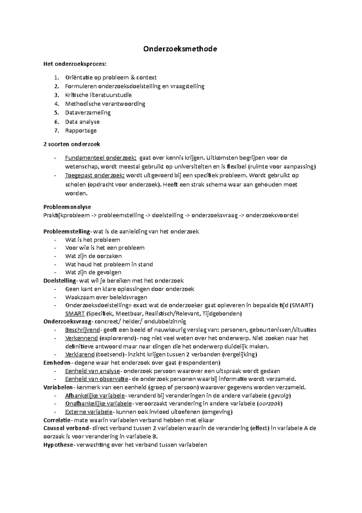 Samenvatting onderzoeksmethode 2 - Onderzoeksmethode Het ...