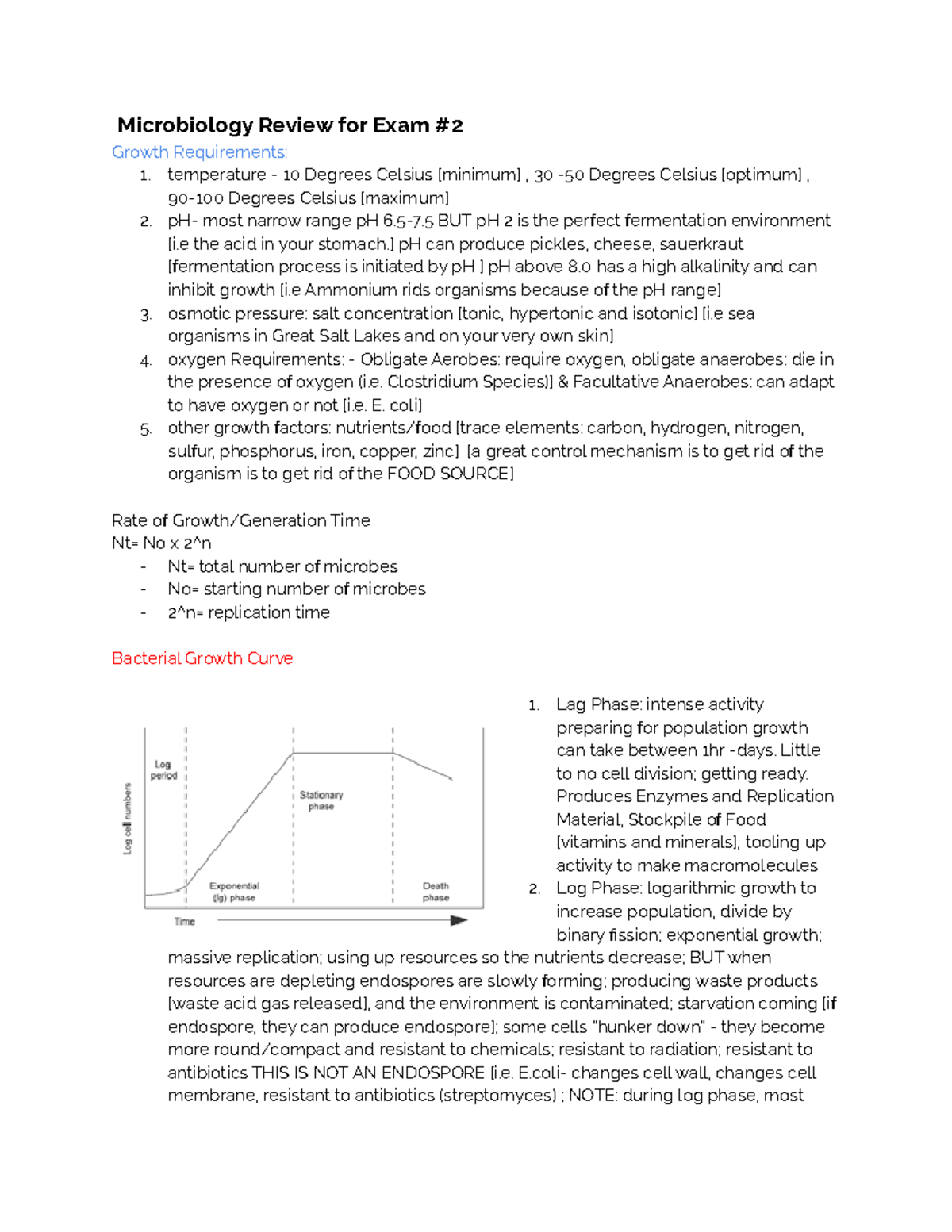 Microbiology 101 Review for Exam 2 - Microbiology Review for Exam ...