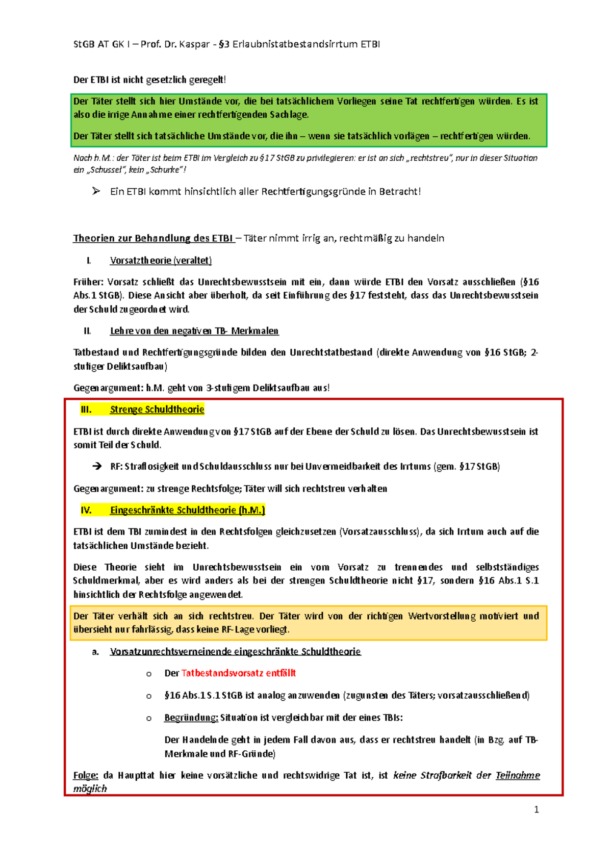 §3 ETBI - Erlaubnistatbestandsirrtum - StGB AT GK I – Prof. Dr. Kaspar ...