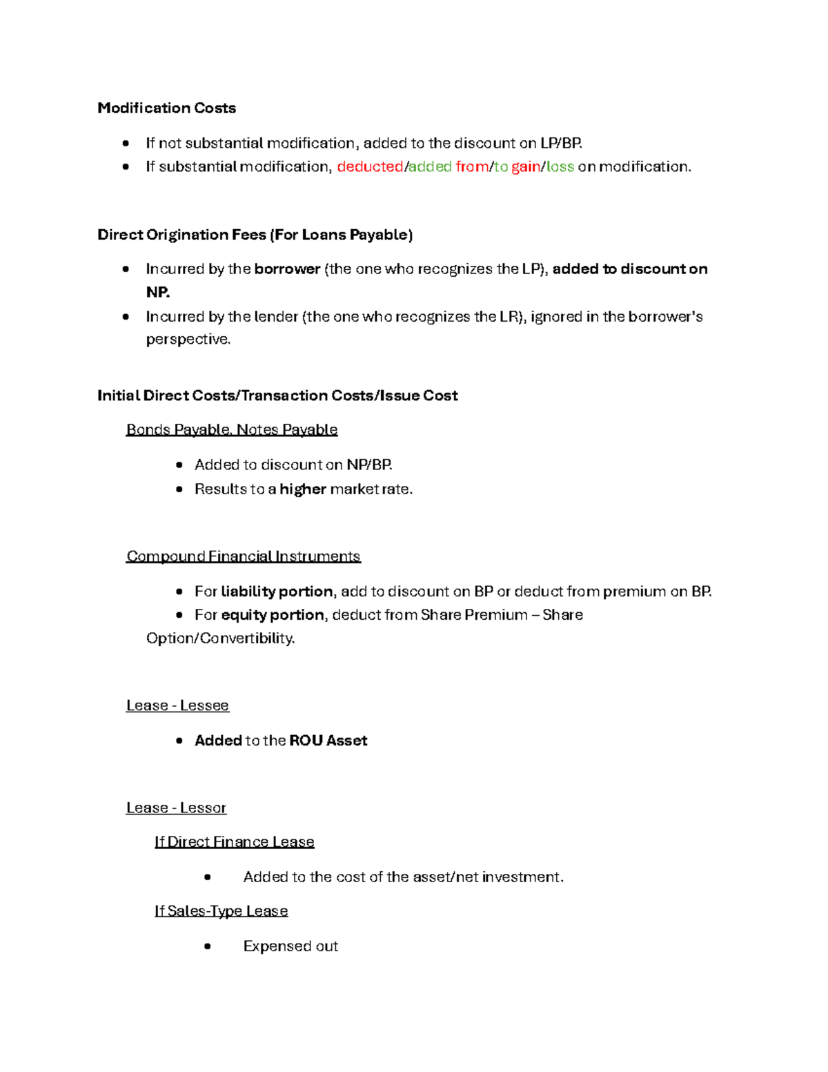 Treatment of Transaction Costs in Accounts - Modification Costs - If ...