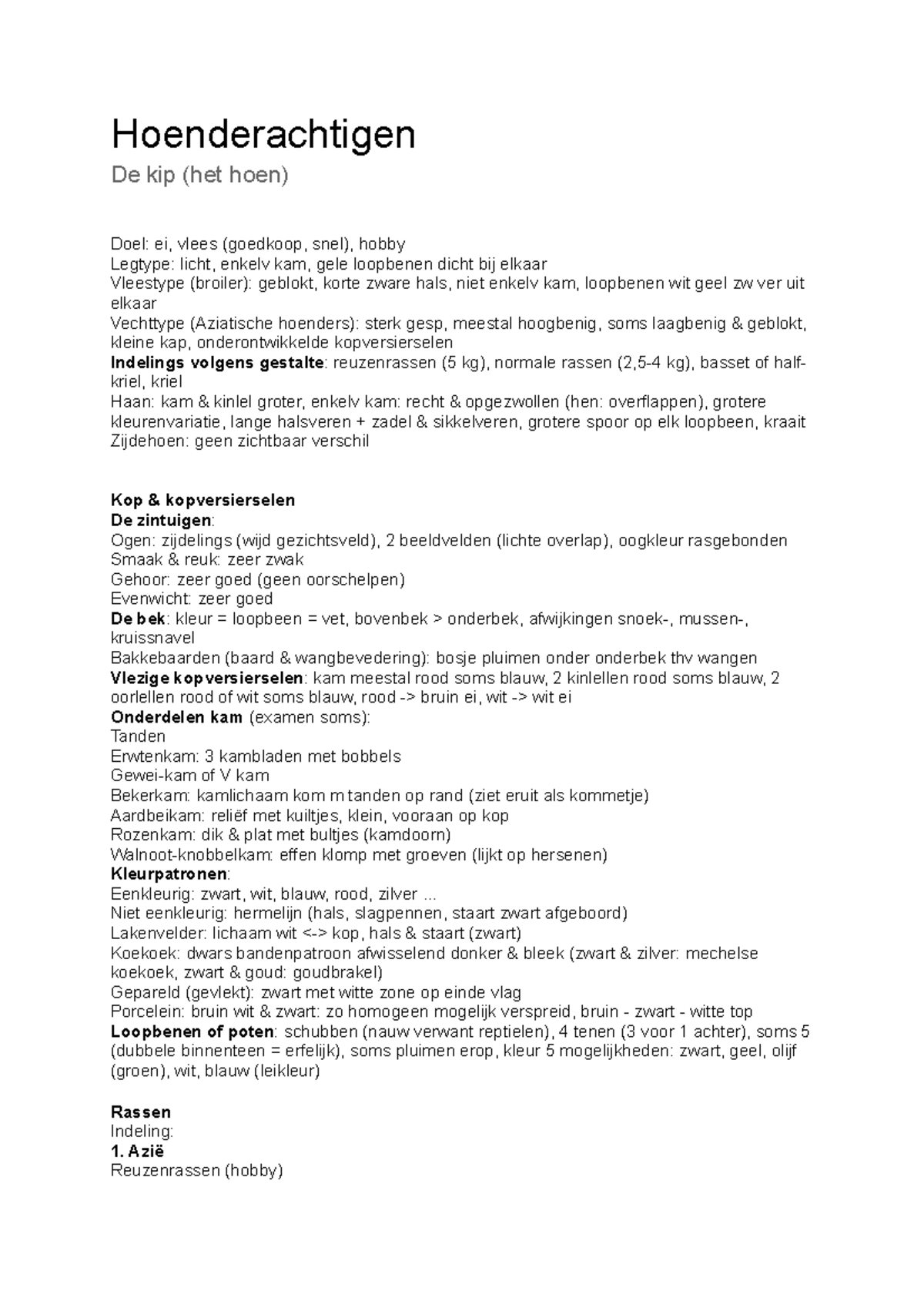 Rassenleer hoenderachtigen - Hoenderachtigen De kip (het hoen) Doel: ei ...