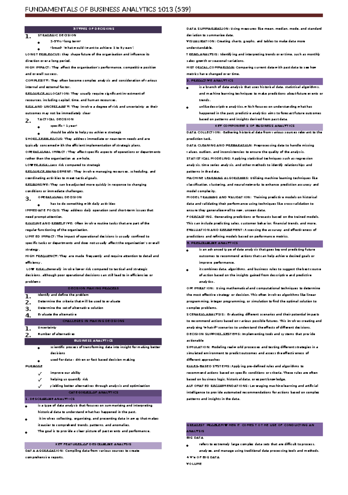 FUBA - Business Analytics - FUNDAMENTALS OF BUSINESS ANALYTICS 1013 ...