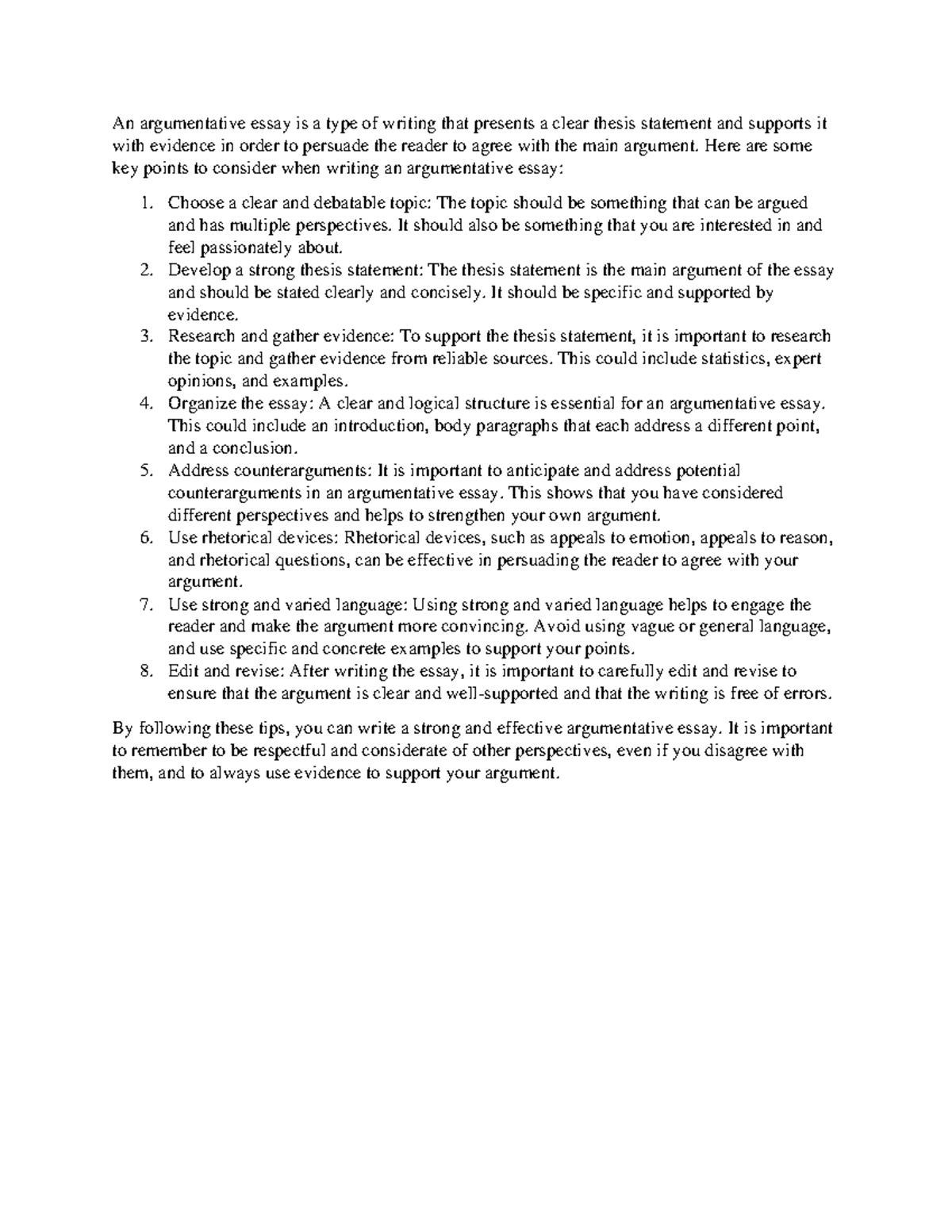 Studco 5 - HOW TO WRITE ARGUMENTATIVE ESSAY - An argumentative essay is ...