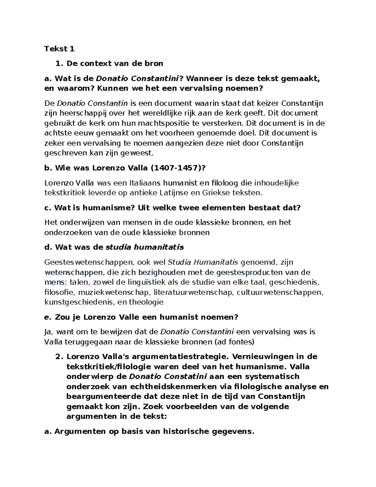 Humanisme MG - Tekst 1 1. De context van de bron a. Wat is de Donatio ...