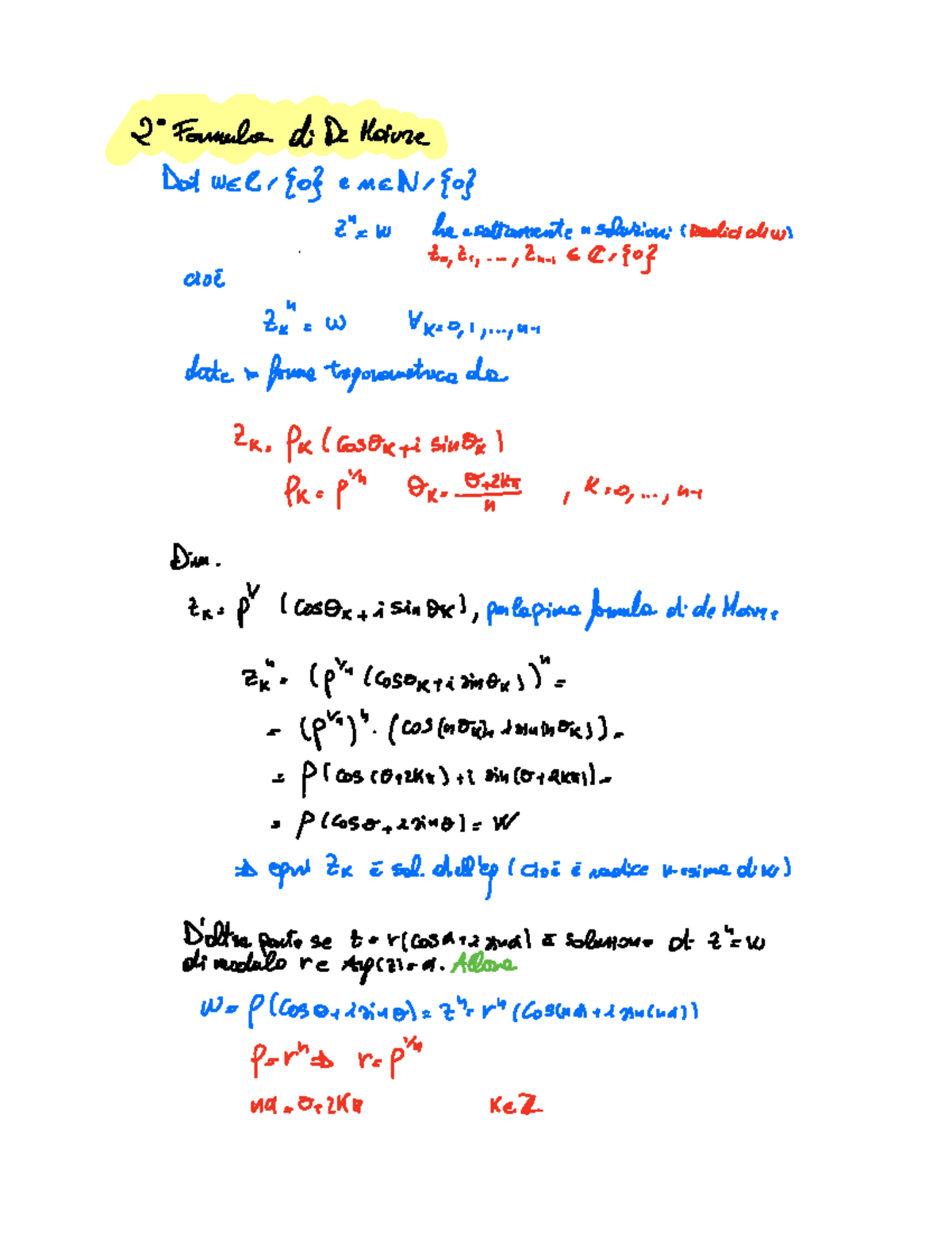 L8 2 Formula di De Moivre, Teo. fondamentale dell’ algebra e punti di ...
