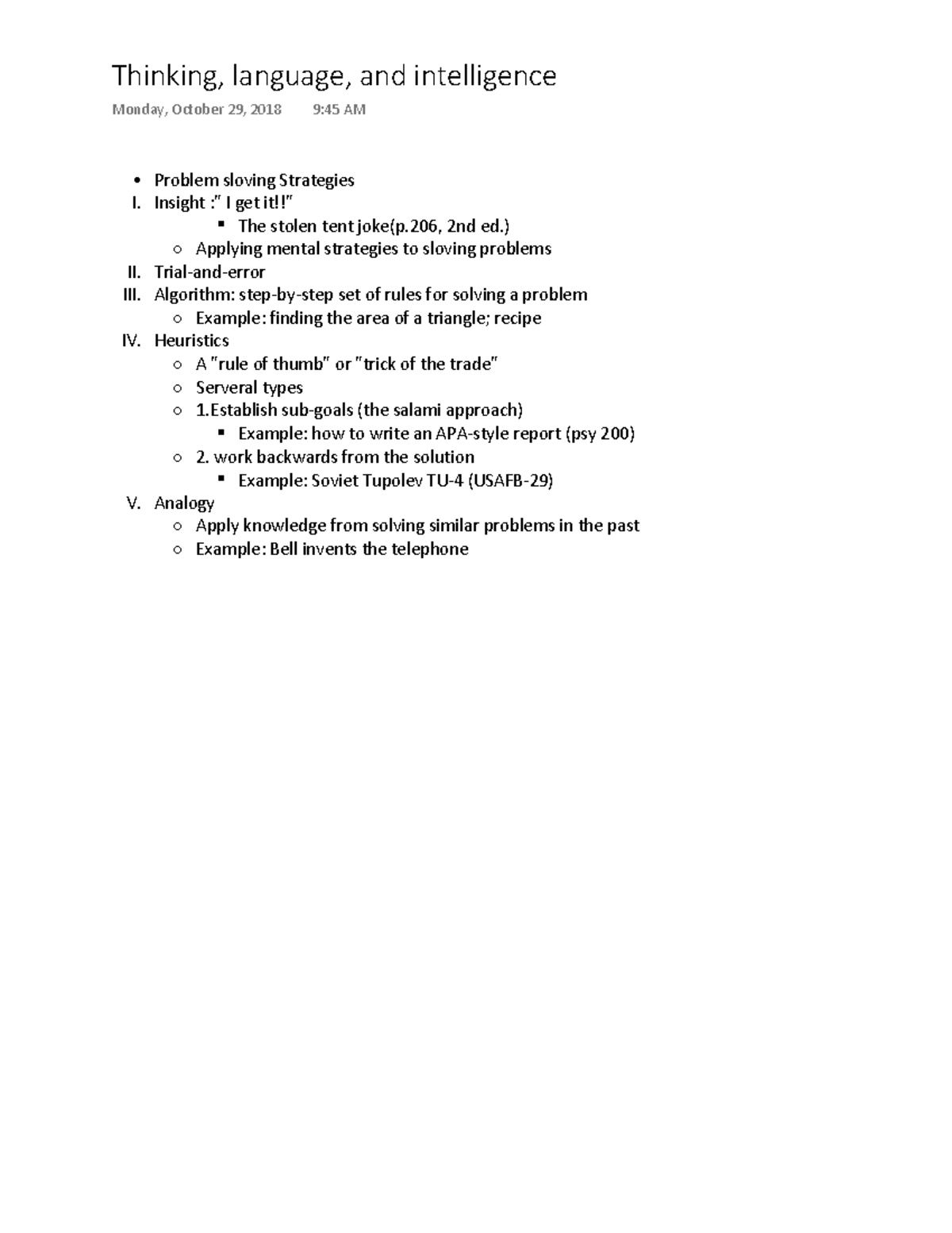 C8 - Lecture notes chapter 8 - Thinking, language, and intelligence ...