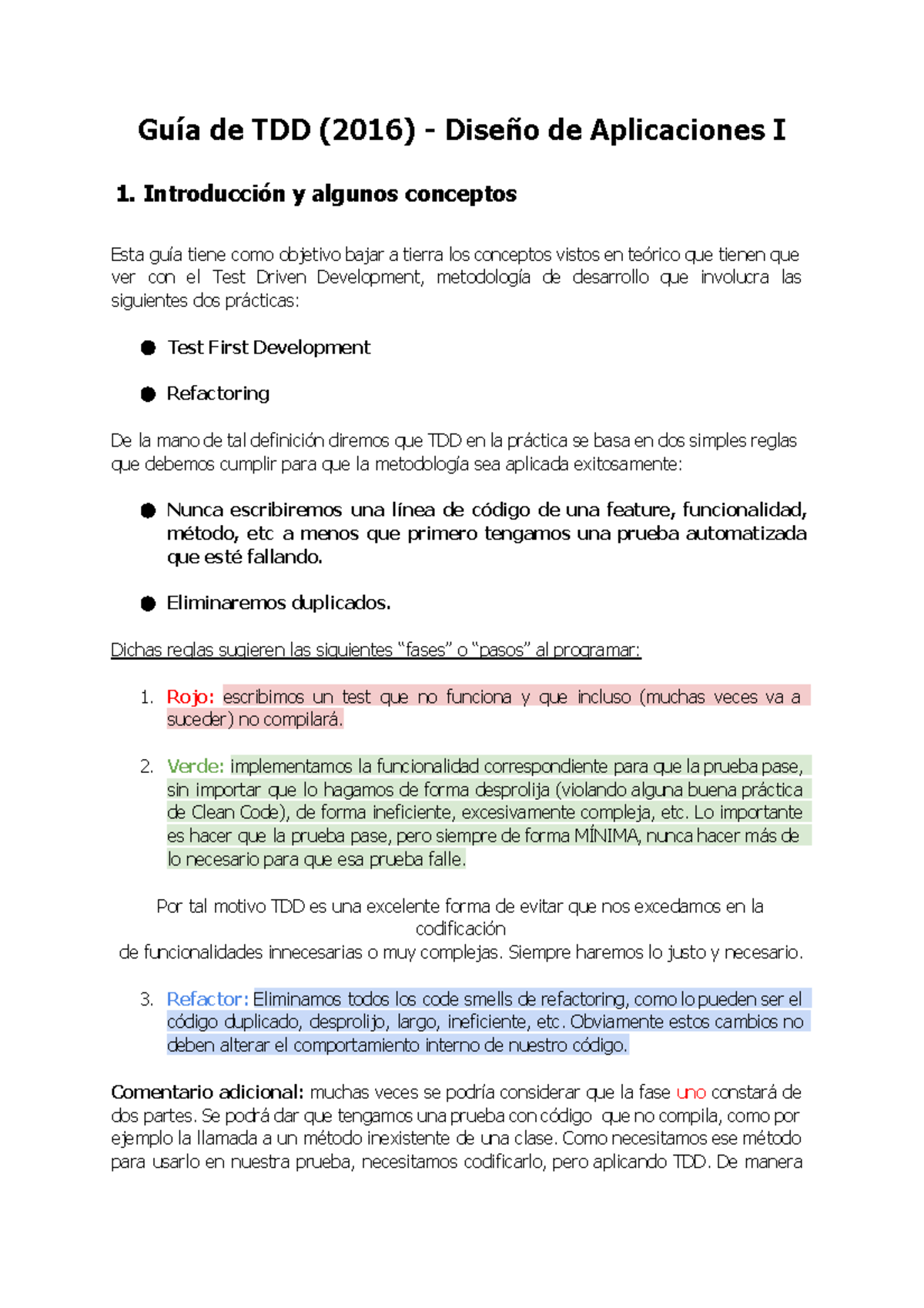 Guía TDD - 2016 - guia tdd - Guía de TDD (2016) Diseño de Aplicaciones ...