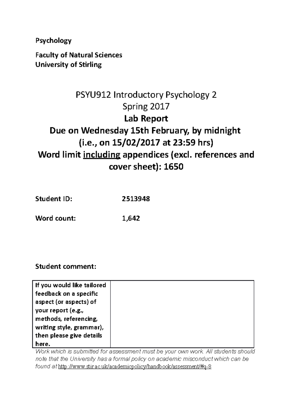 Clinical Lab Report on Depression Measurement - Psychology Faculty of ...