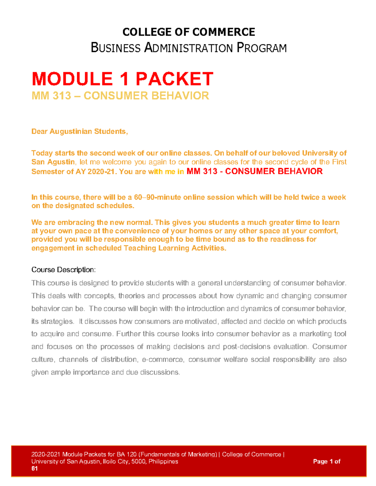 Final Module MM 311 Consumer Behavior wo cover 1 - BUSINESS ...