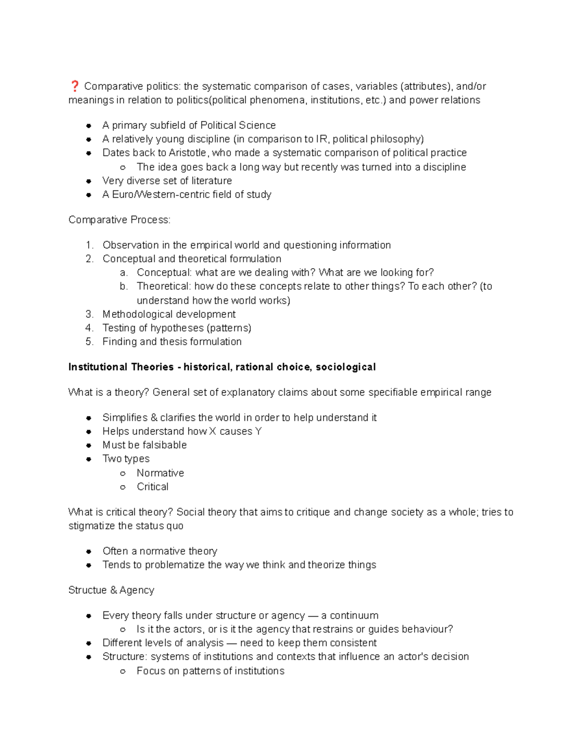 POLI 359 Midterm Guide - Comparative politics: the systematic ...