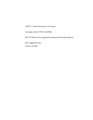 Snhu Int 220 week 4 assign - INT-220: Global Dimension In Business ...