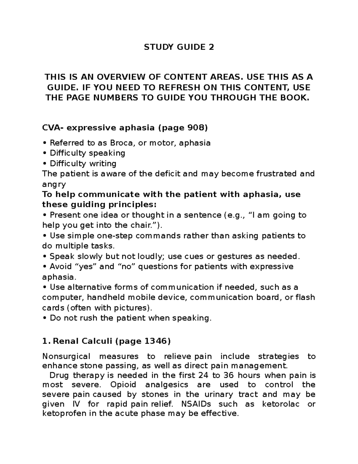 Study Guide 2 - notes - STUDY GUIDE 2 THIS IS AN OVERVIEW OF CONTENT ...