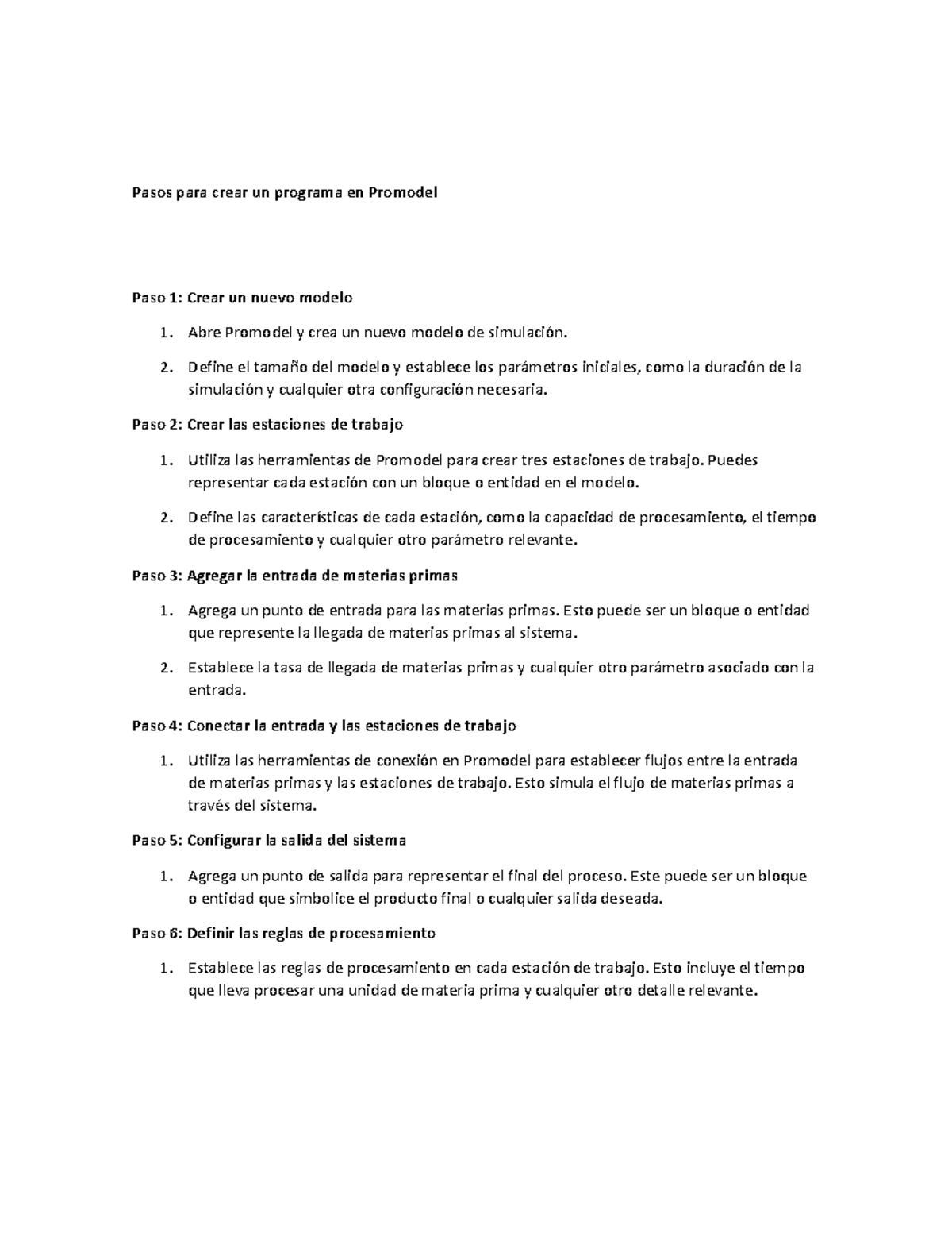 Pasos para crear un programa en Promodel - Abre Promodel y crea un ...