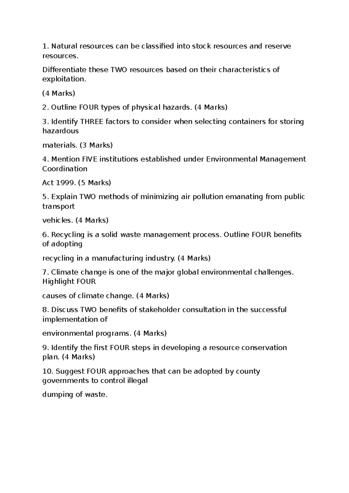 ENV Cdacc - Environmental literacy test - Natural resources can be ...
