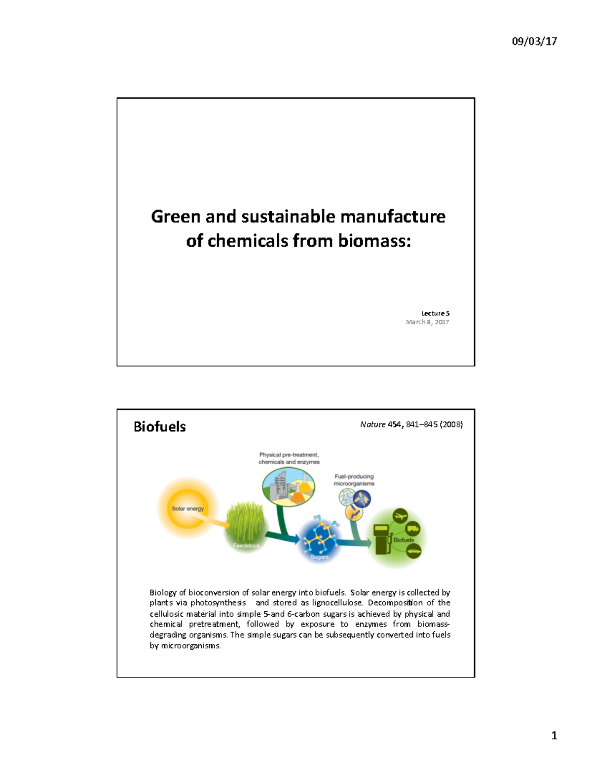 Biomass handout 5 - Lecture notes L - Green and sustainable manufacture ...