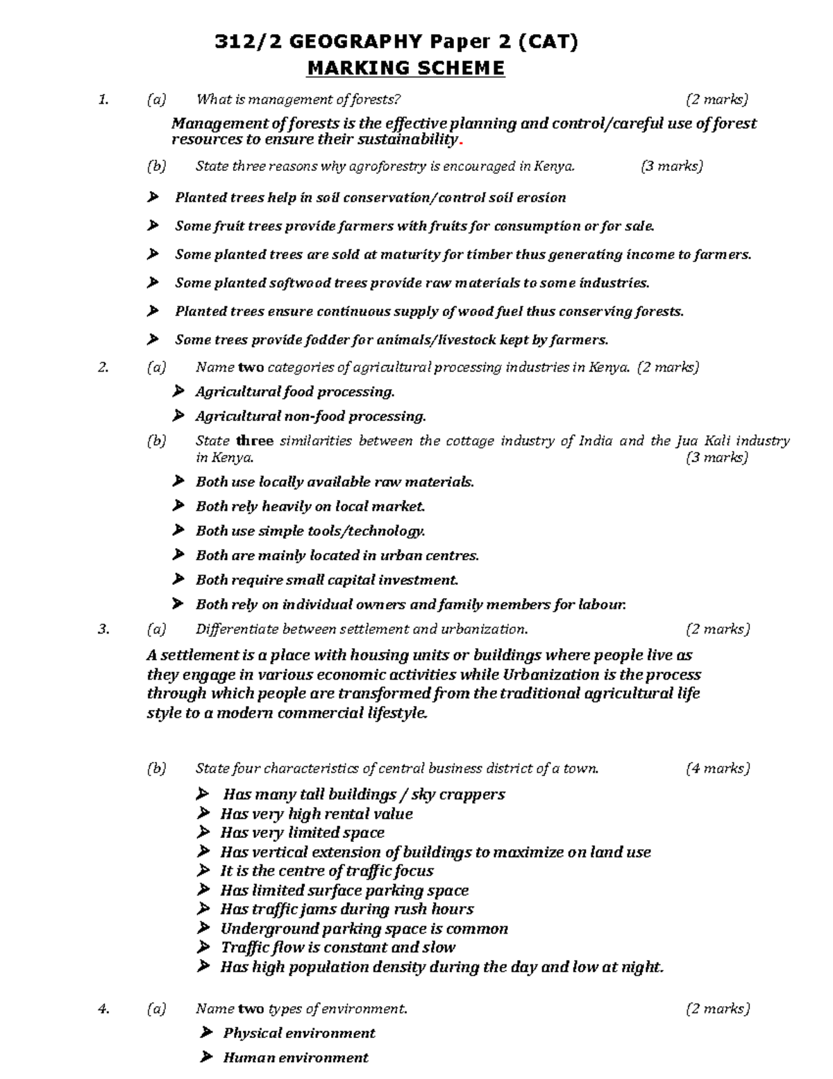 GEO PP2 MS - An answer to a monitoring tool - 312/2 GEOGRAPHY Paper 2 (CAT) MARKING SCHEME 1. (a ...