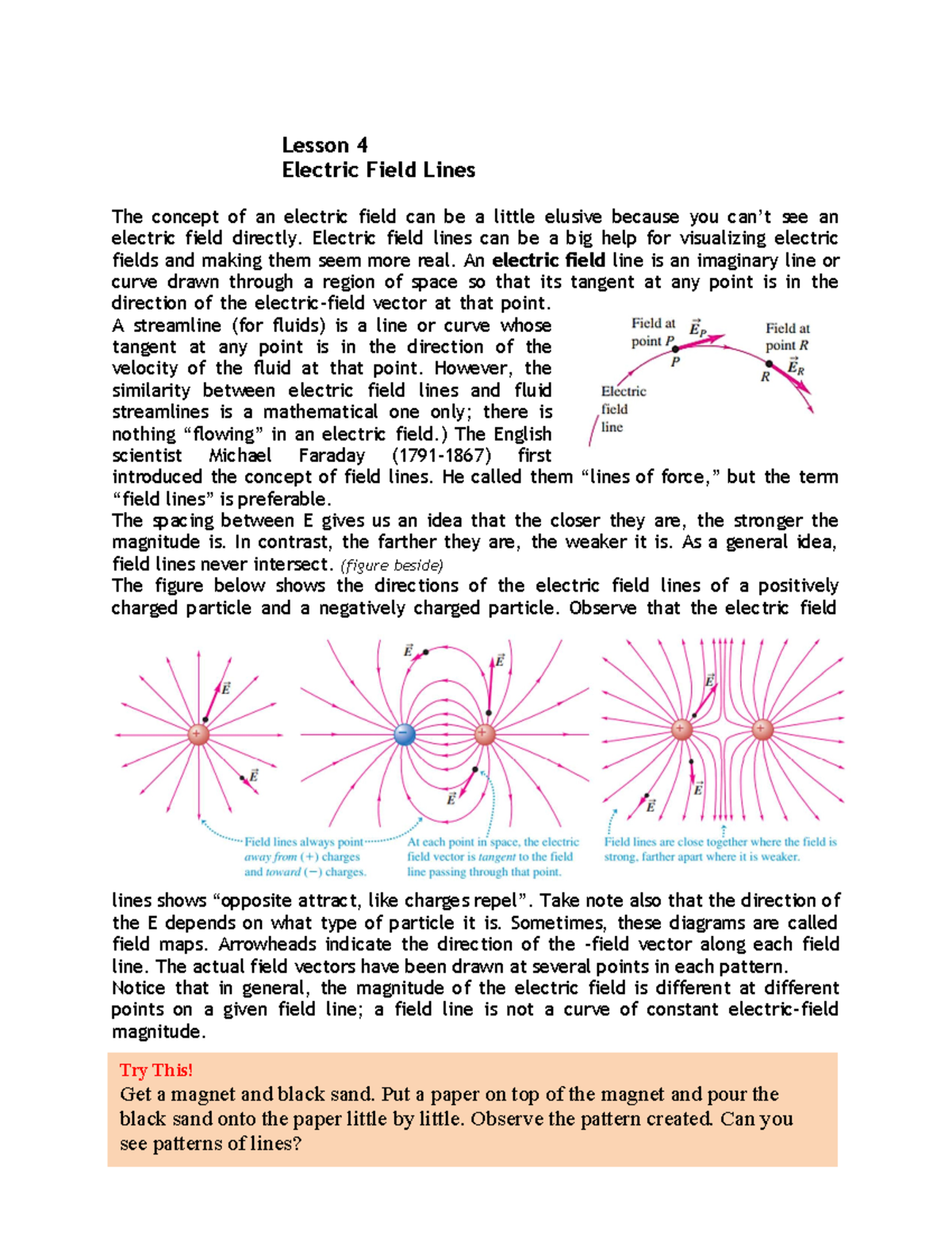 Lesson 5 Electric Field Lines - Lesson 4 Electric Field Lines The ...