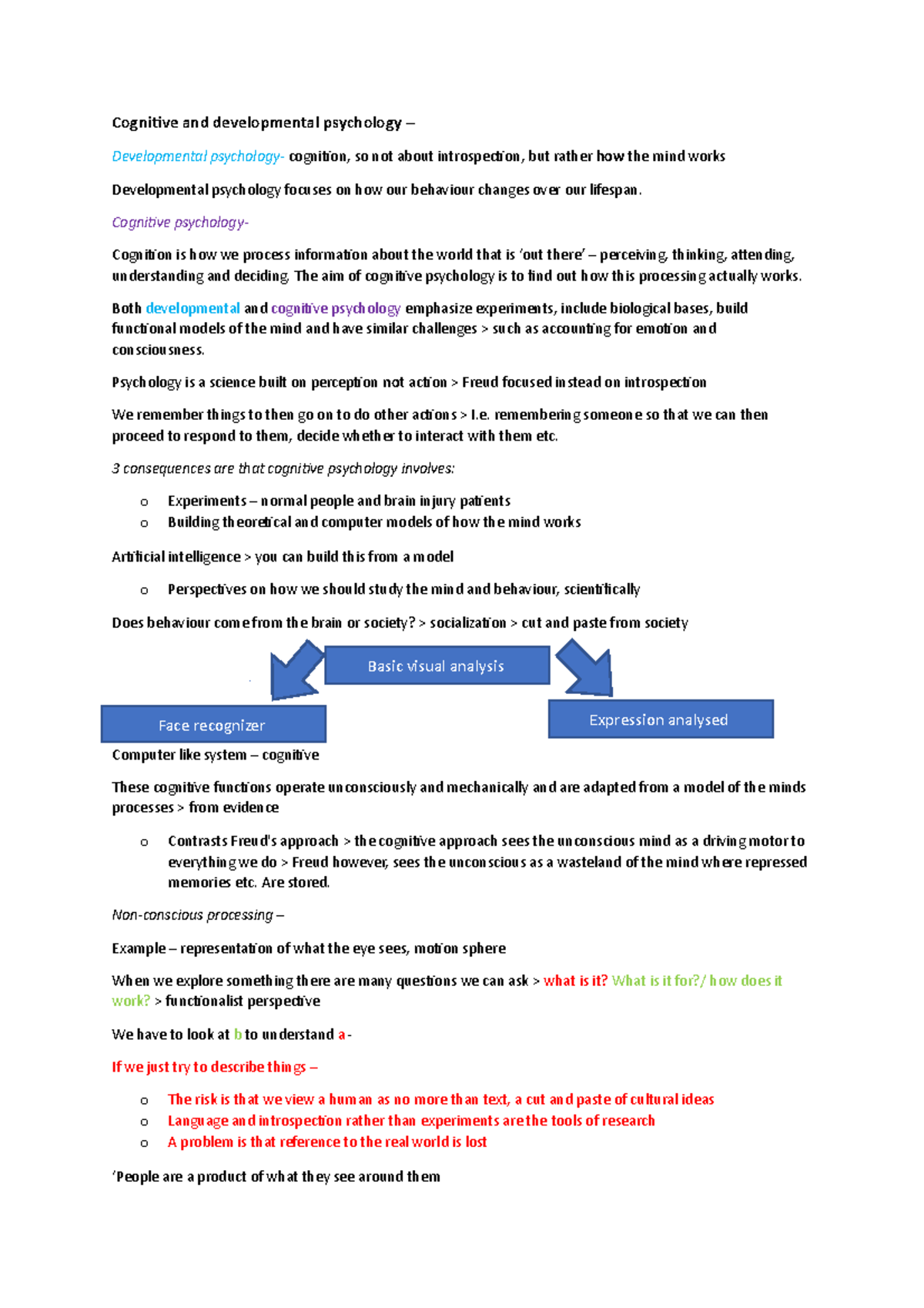 Cognitive and developmental psychology - Cognitive psychology ...