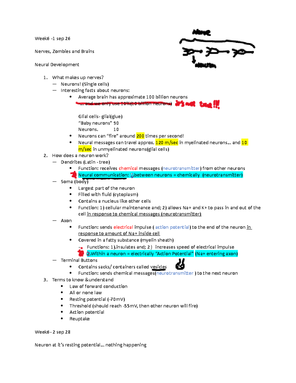 Psych Week6 - Michael Pinney - Week6 -1 sep 26 Nerves, Zombies and ...