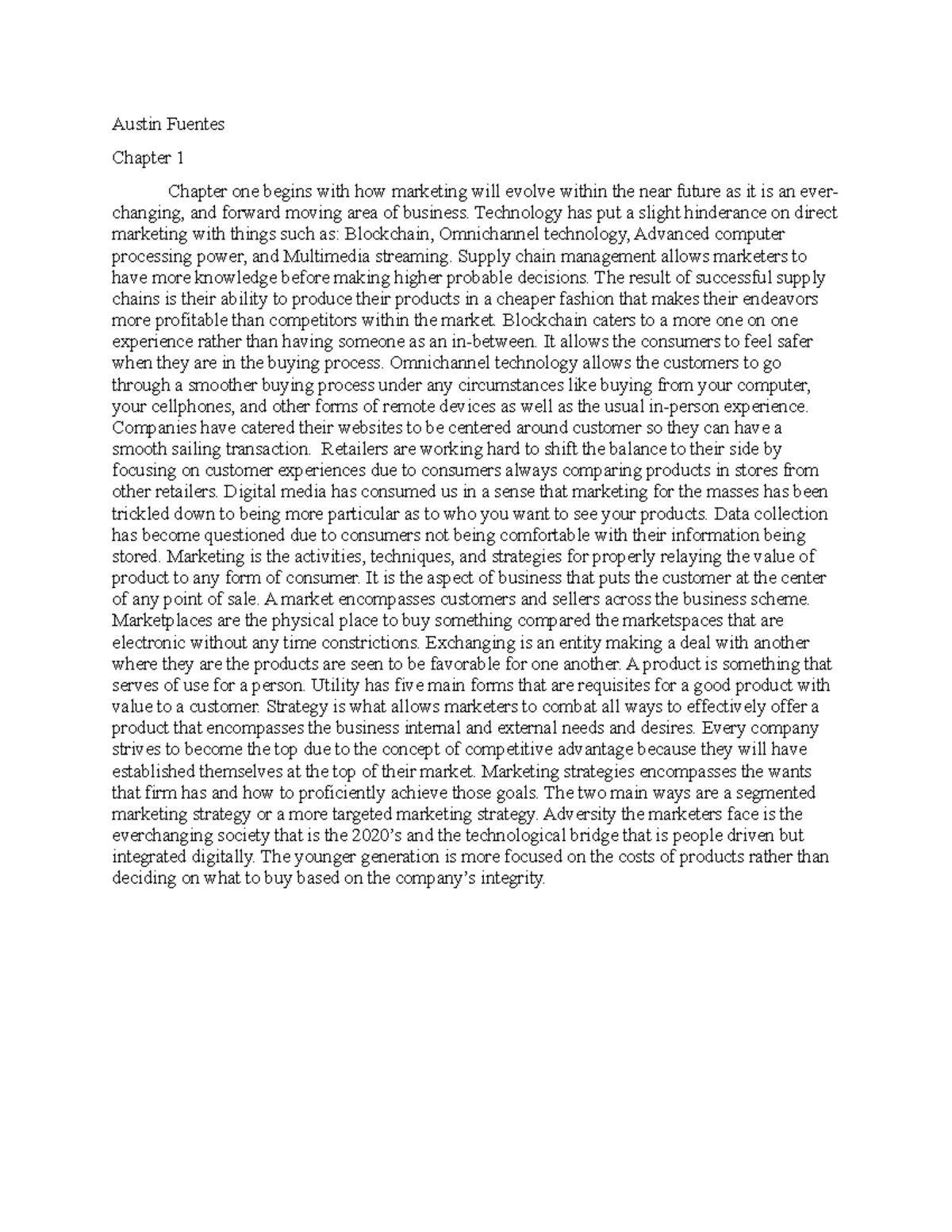 Chapter 1 Synopsis - Austin Fuentes Chapter 1 Chapter one begins with ...