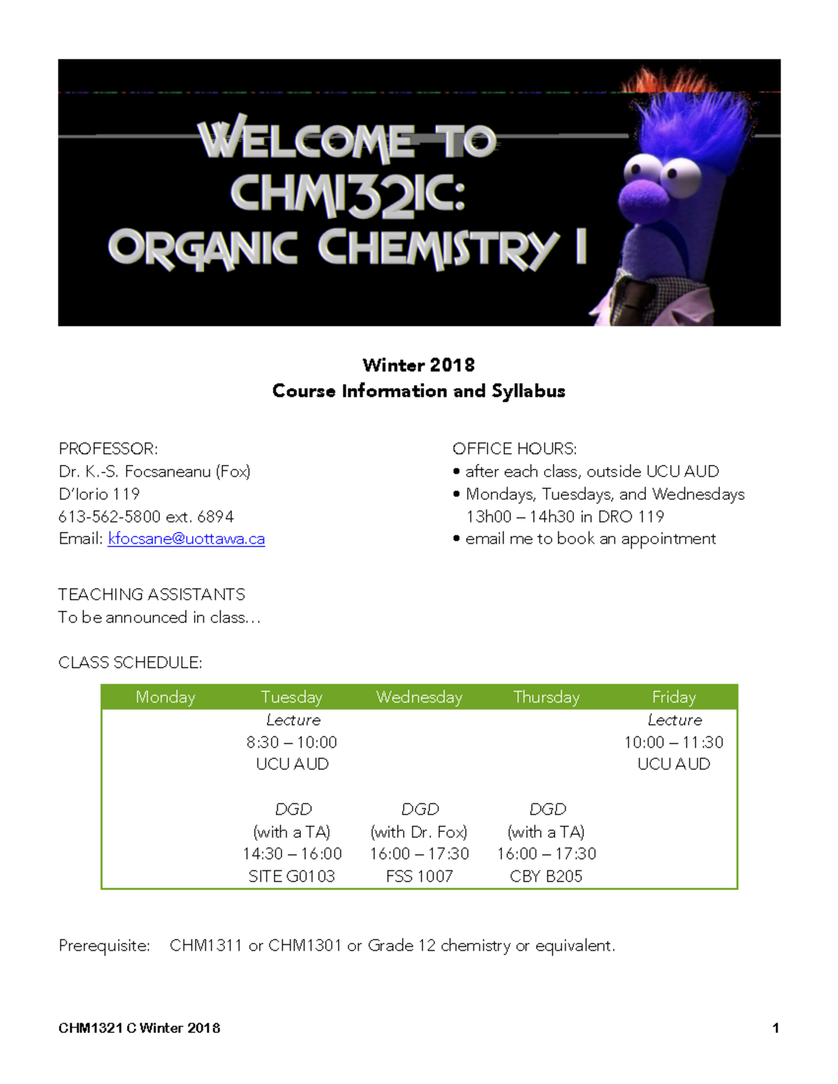 CHM1321 ECP - tut - Winter 2018 Course Information and Syllabus ...