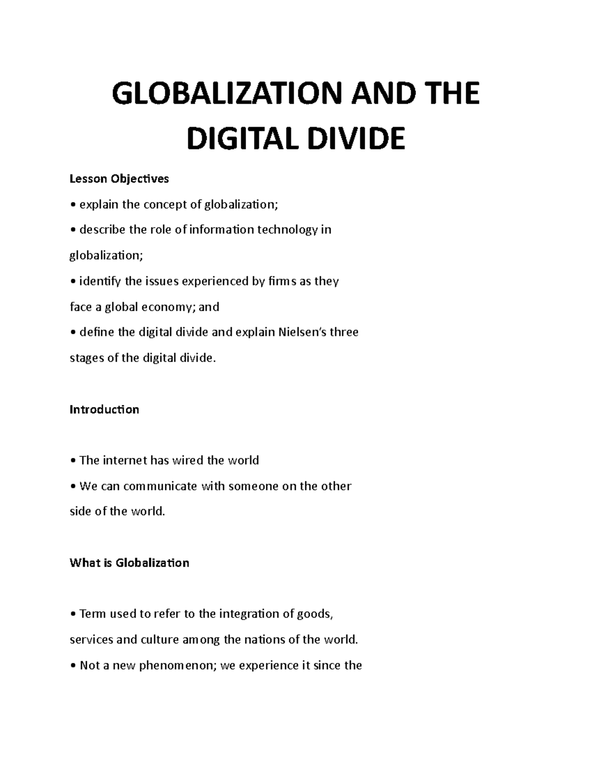 Globalization AND THE Digital Divide - GLOBALIZATION AND THE DIGITAL ...