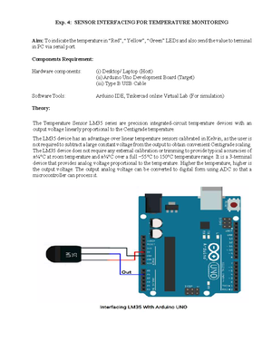 Sensor Interfacing FOR Temperature Monitoring - Laboratory Report Cover ...