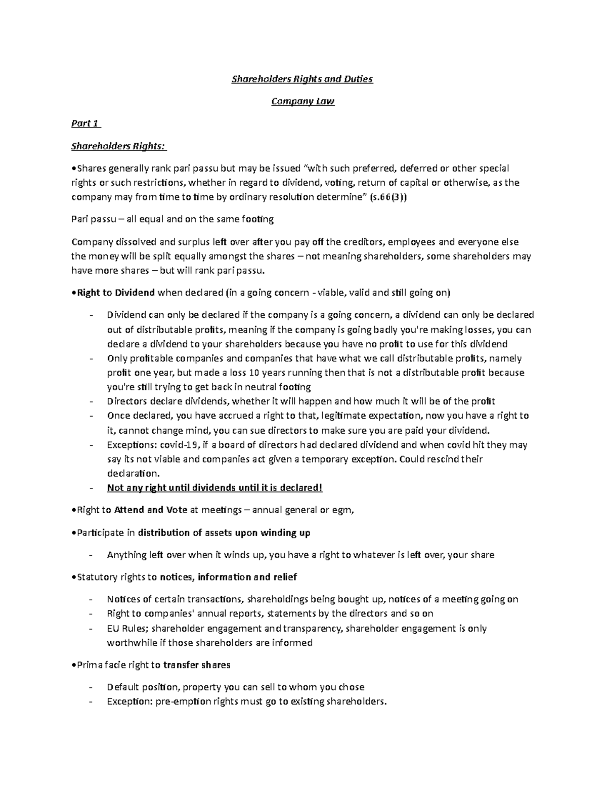 Shareholders Rights and Duties - Shareholders Rights and Duties Company ...