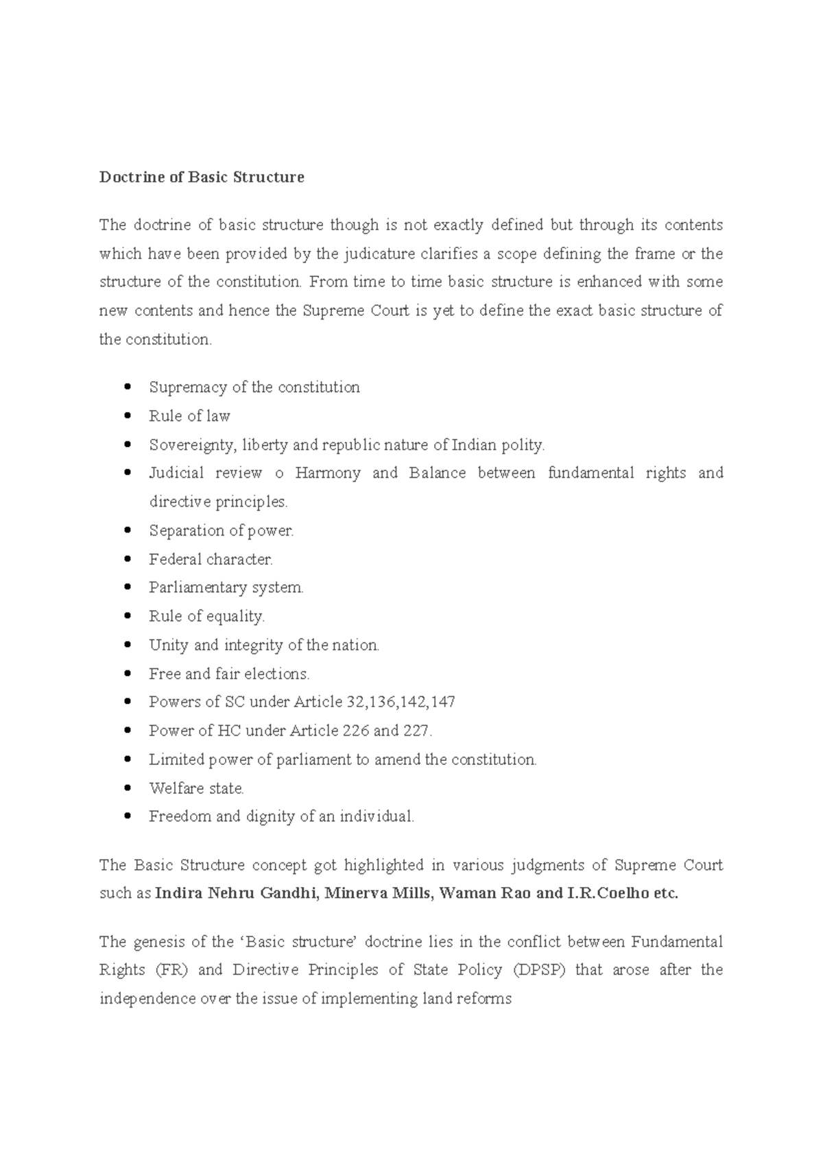 Doctrine of Basic Structure - From time to time basic structure is ...