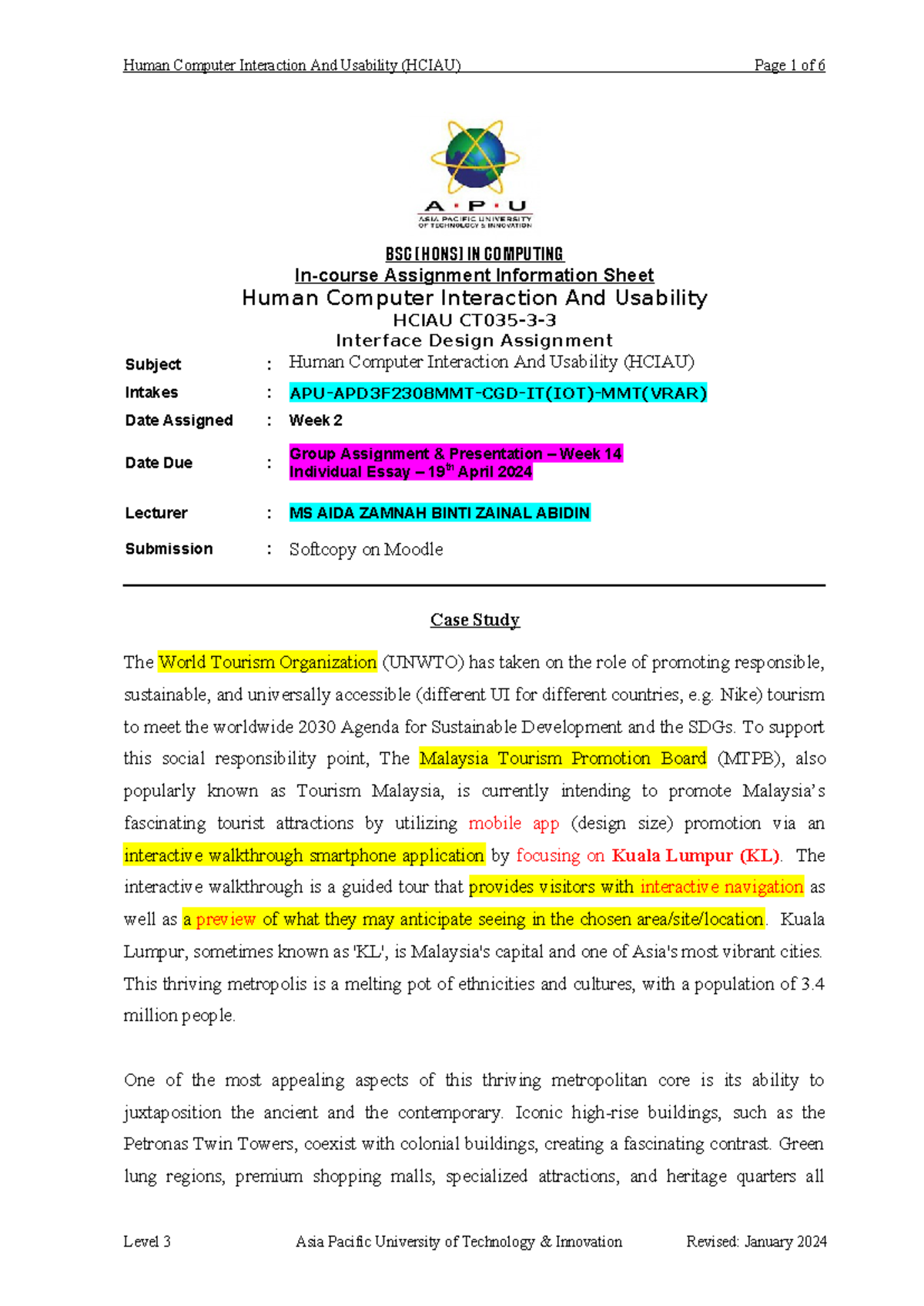 07 2024 Incourse Question Hciau CT035-3-3 APU APD 3F2308MMT-MMTvrar-CGD ...