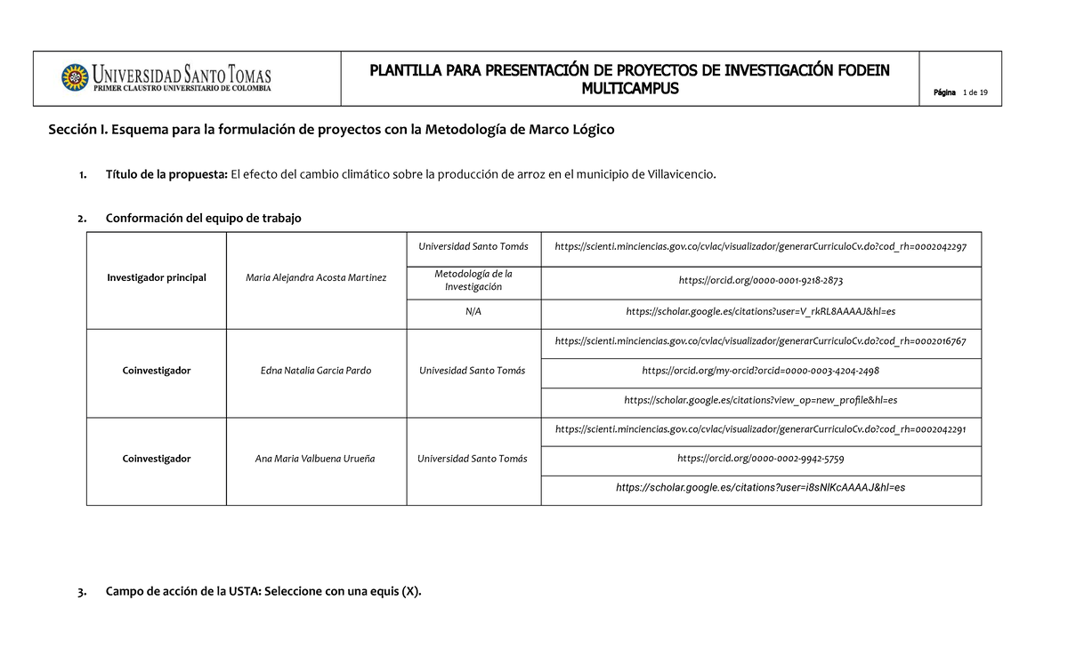 Proyecto - YJTY - MULTICAMPUS Página 1 de 19 Sección I. Esquema para la ...