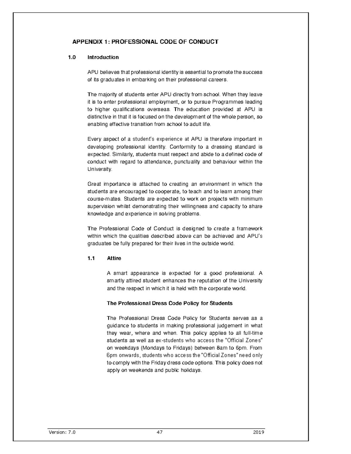 Professional Code of Conduct - APPENDIX 1: PROFESSIONAL CODE OF CONDUCT ...