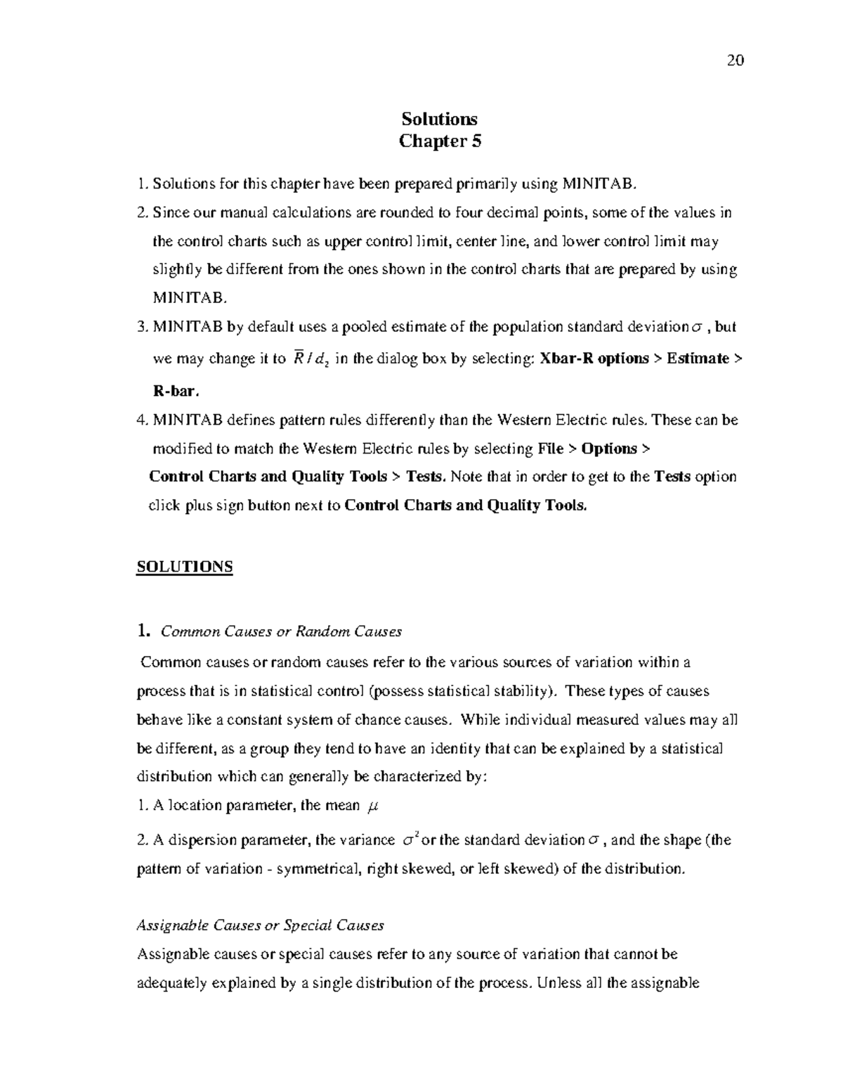 Ch05 - statistical quality control - Solutions Chapter 5 Solutions for ...