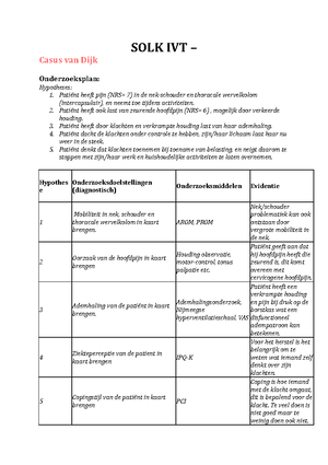 SOLK IVT Voorbereiding casus 2 - Casus 2: Dhr/Mw de Groot Anamnese ...