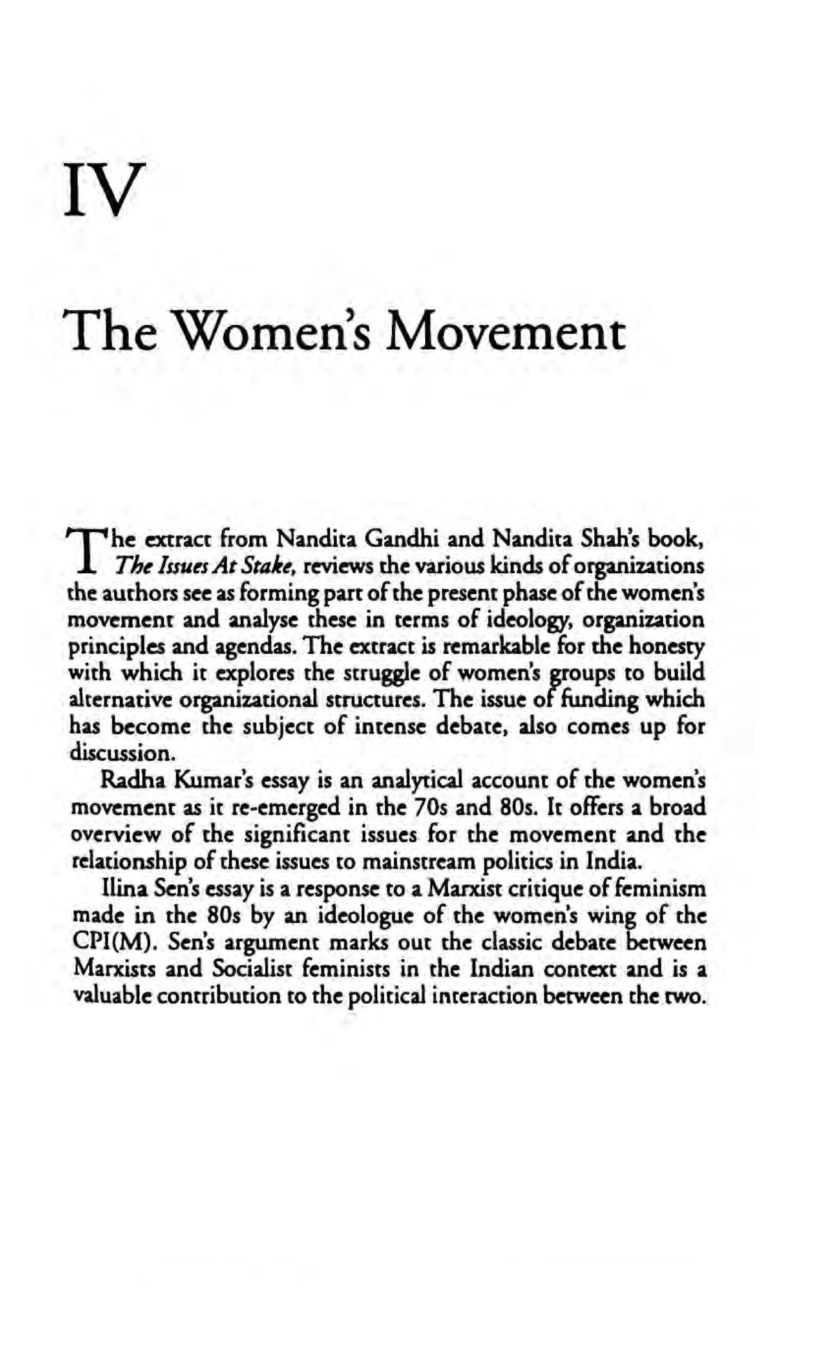 Women Movement - BA (Hons.) History - Studocu