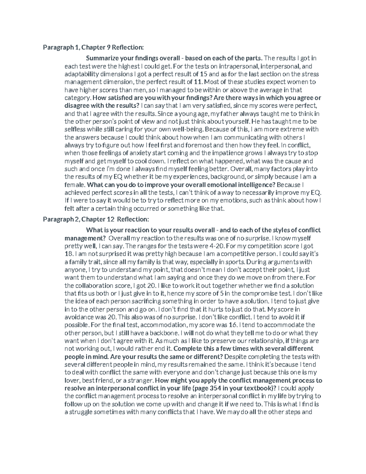 Chapter 9&12 Reflection - Paragraph 1, Chapter 9 Reflection: Summarize ...