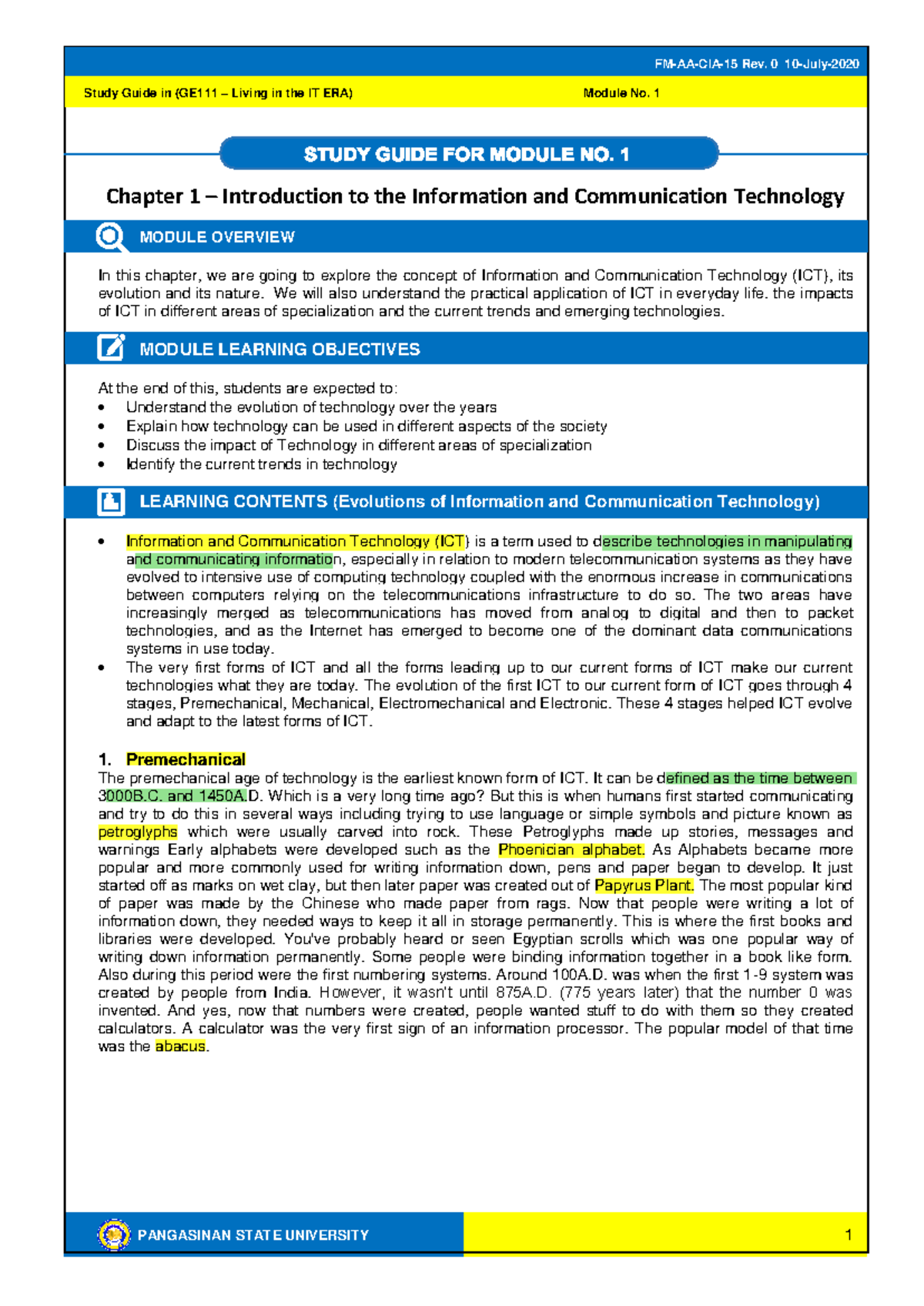 world literature - PANGASINAN STATE UNIVERSITY Study Guide in (GE111 ...