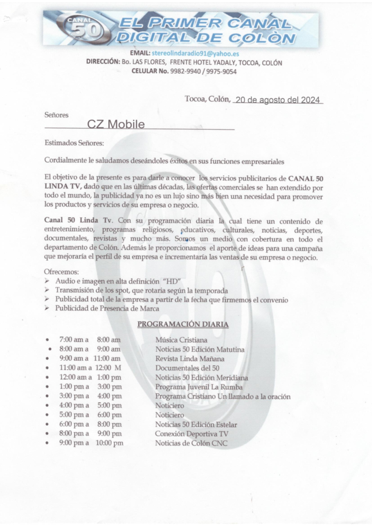 CZ Mobile - NADA - CANAL EL PRIMER CANAL DIGITAL DE COLON EMAIL ...