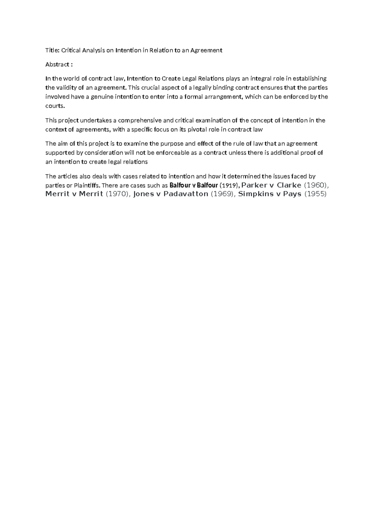 Contracts Abstract - ioqhfq9ehio - Title: Critical Analysis on ...