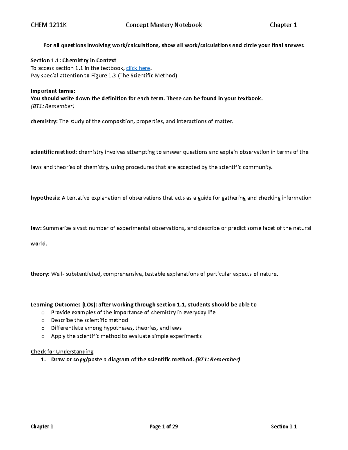 Module 1 Concept Mastery Notebook.docx - CHEM 1211K Concept Mastery ...