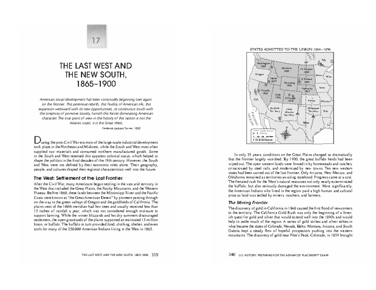AMSCO APUSH 17 PDF - 17 STATES ADMITTED TO THE UNION Washington THE ...