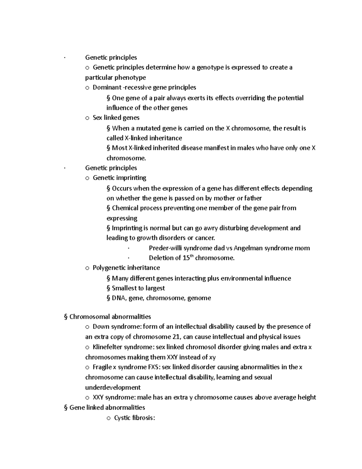 Psy notes #2 - What kind of diseases occur just using chromosomes and ...
