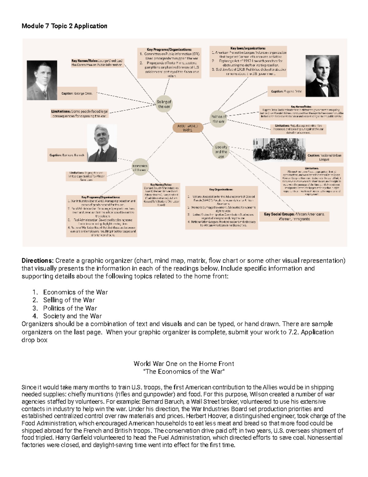 Module 7 topic 2 organizer world war 1 for US and VA history - Module 7 Topic 2 Application ...