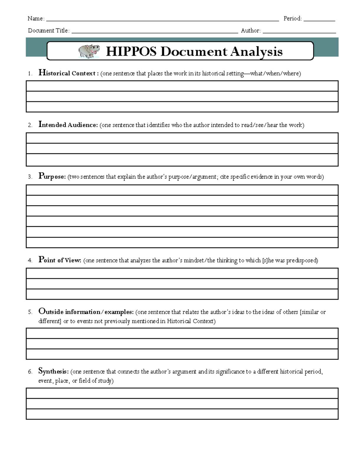 Hippos Document Analysis - HIPPOS Document Analysis Name: - Studocu