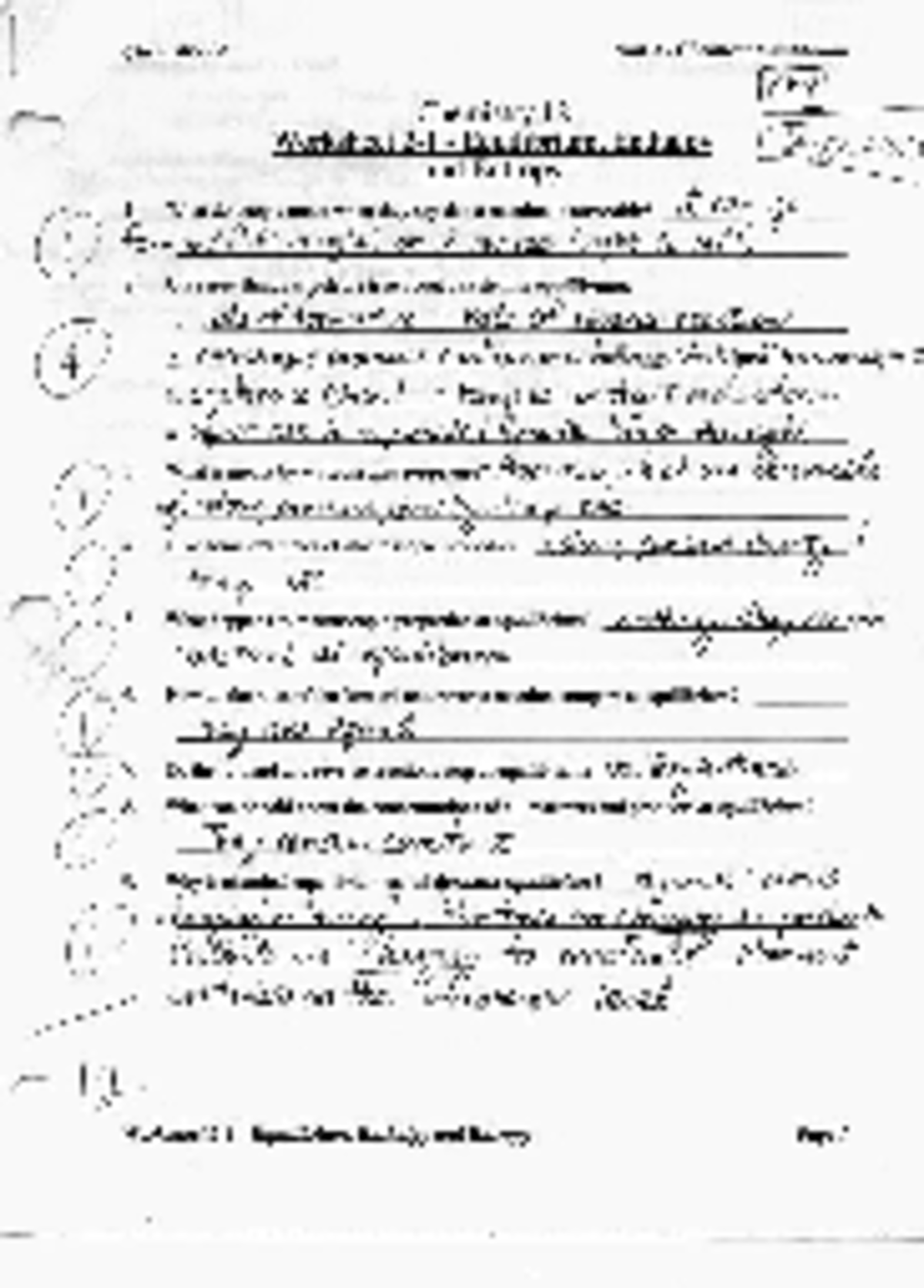 Worksheet chem - Chemistry 12 Unit 2 Chemical Equilibrium KEY Chemistry ...