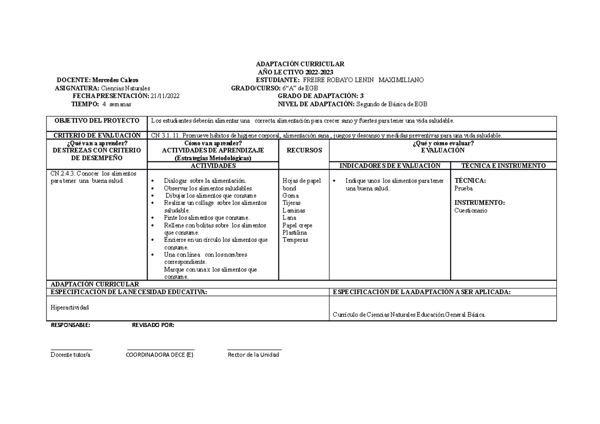 Ejemplosadaptacionescesarviera - ADAPTACIÓN CURRICULAR AÑO LECTIVO 2022 ...