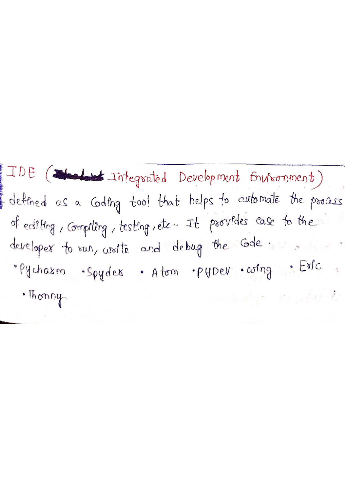 Python unit 1 pdf short cut - Computer science - Studocu