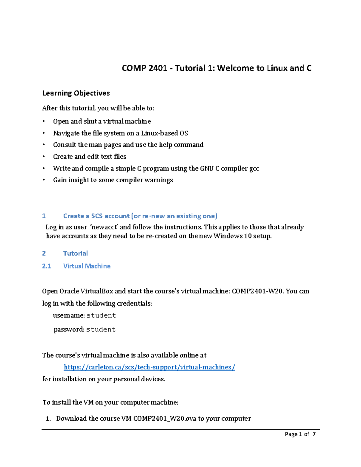 Tutorial 1 - Warning: TT: undefined function: 32 Warning: TT: undefined function: 32 COMP 2401 ...