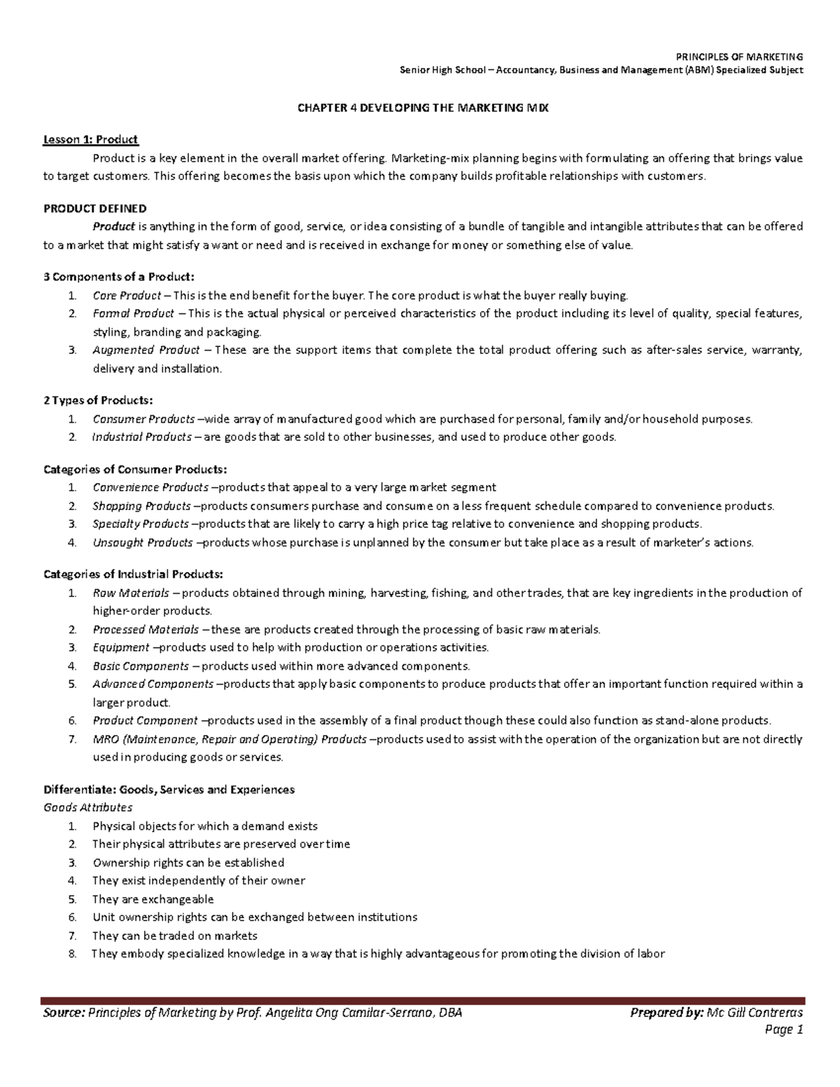 Pdfcoffee.com principles-of-marketing-chapter-4-developing-the-marketing-mix-pdf-free - Senior ...